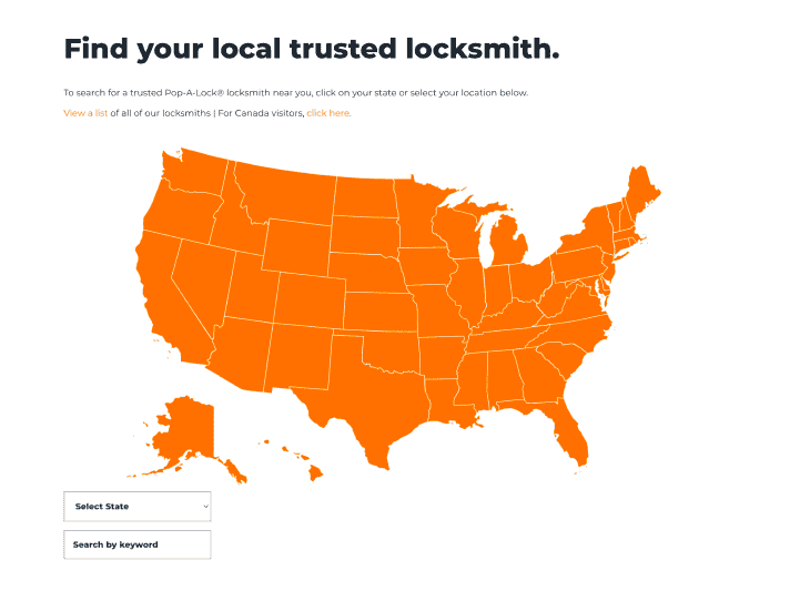 Map Section - Pop-A-Lock Canada